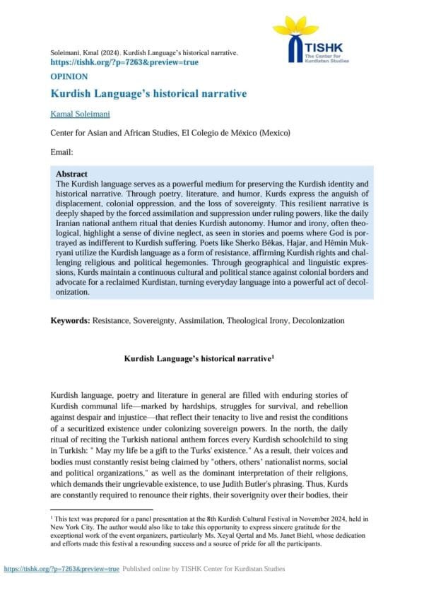 Kurdish Language’s historical narrative – TISHK Center for Kurdistan ...